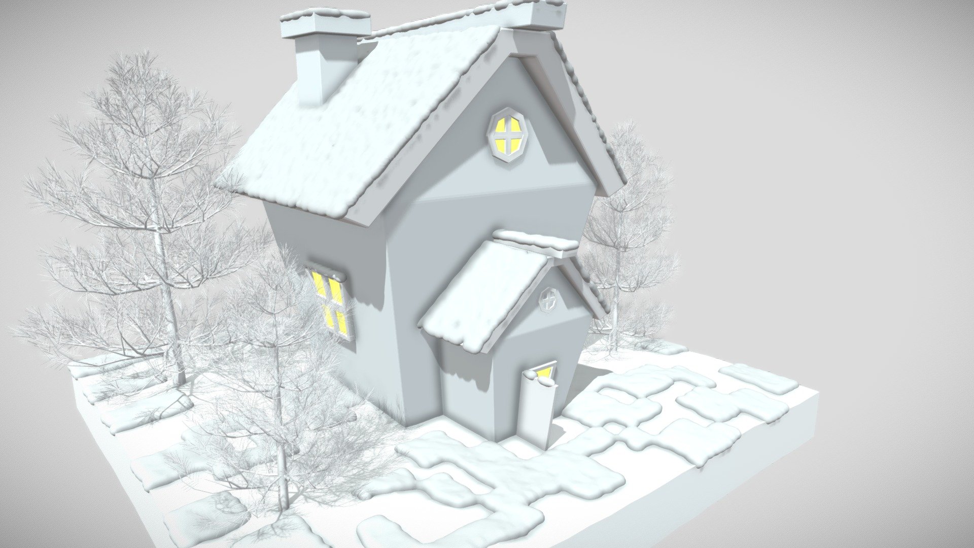 Snowy House - Download Free 3D model by Hassnain_Aly [cd3a644] - Sketchfab
