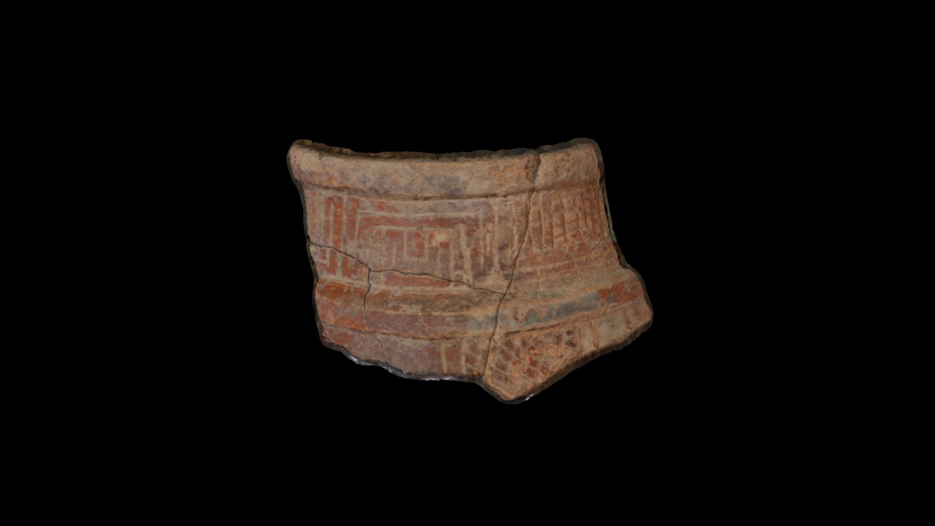 carved ancient Maya jar fragment - 3D model by jonspenard [cd46fb6 ...