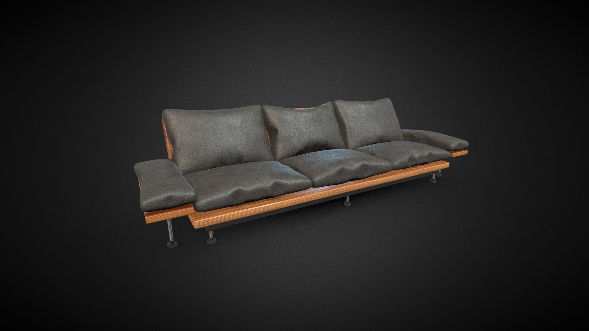 Leather Wood Sofa | Game Ready | 4K - Download Free 3D model by ...
