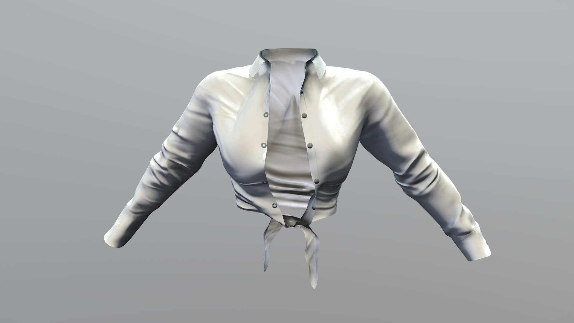 Open Chest Tie Knot Front White Female Shirt - Buy Royalty Free 3D ...
