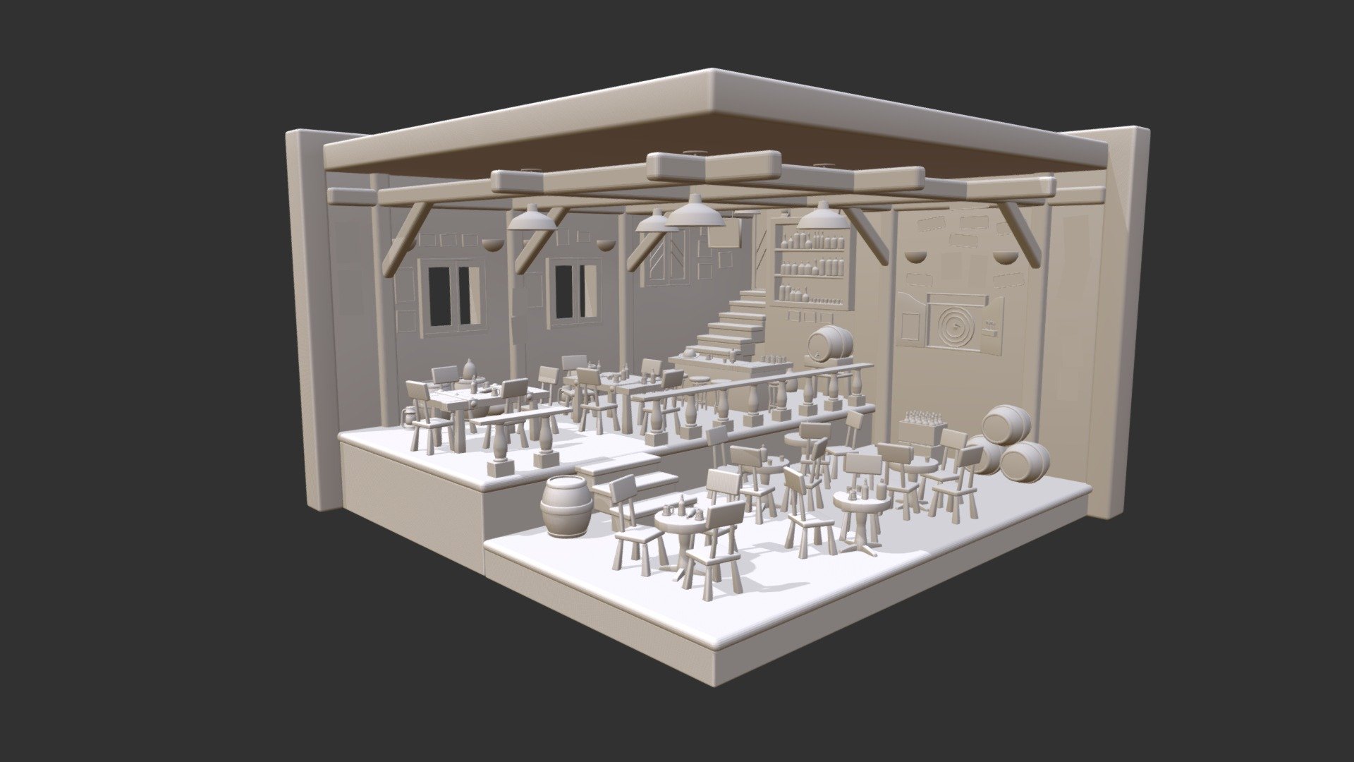 Old West-style bar - 3D model by luisalvati [cd4da76] - Sketchfab