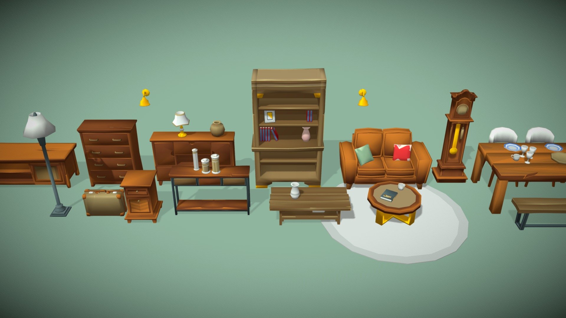 Low Poly Stylized Furniture Pack - Buy Royalty Free 3D model by Game ...