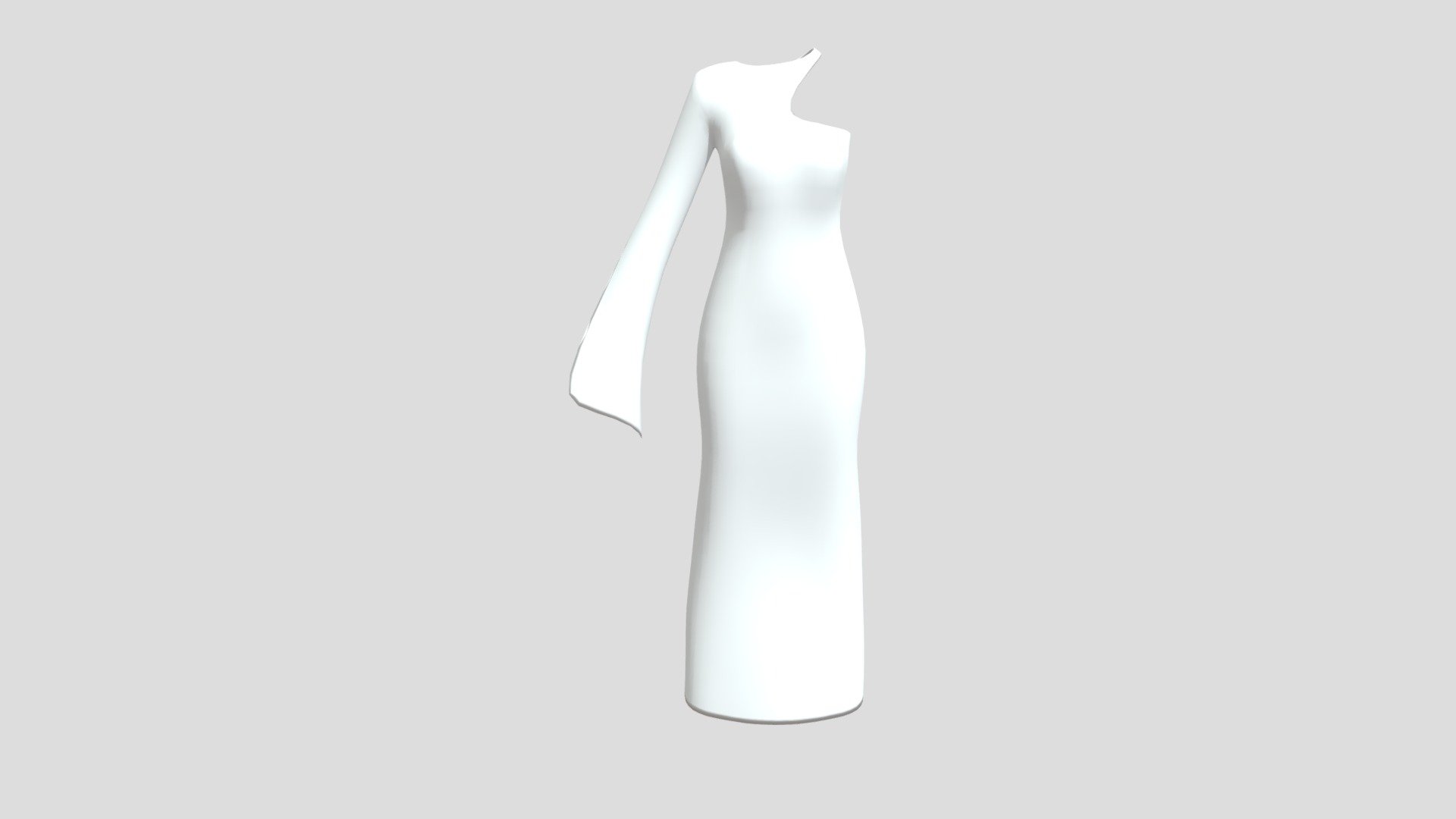 Long dress with one long sleeve - Download Free 3D model by ...