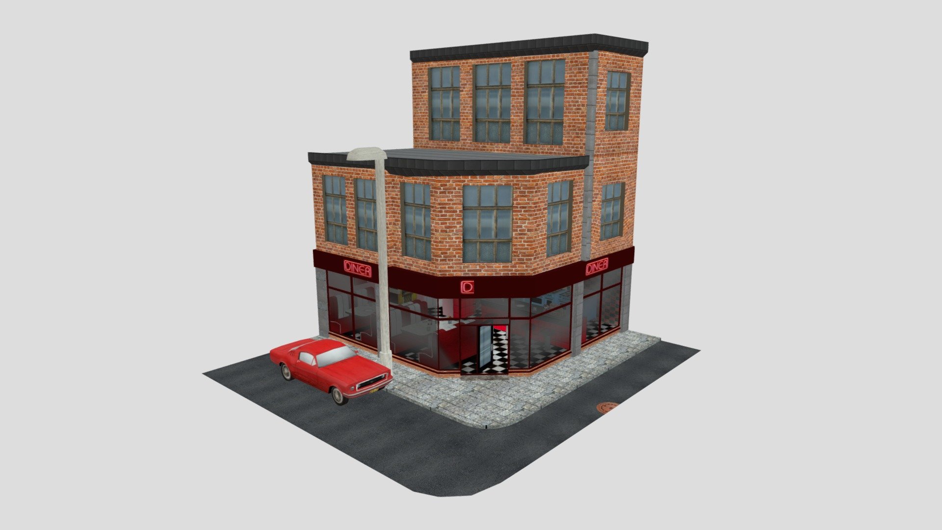 Diner Building - 3D model by Connor Wassall (@connorwassall) [cd72696 ...