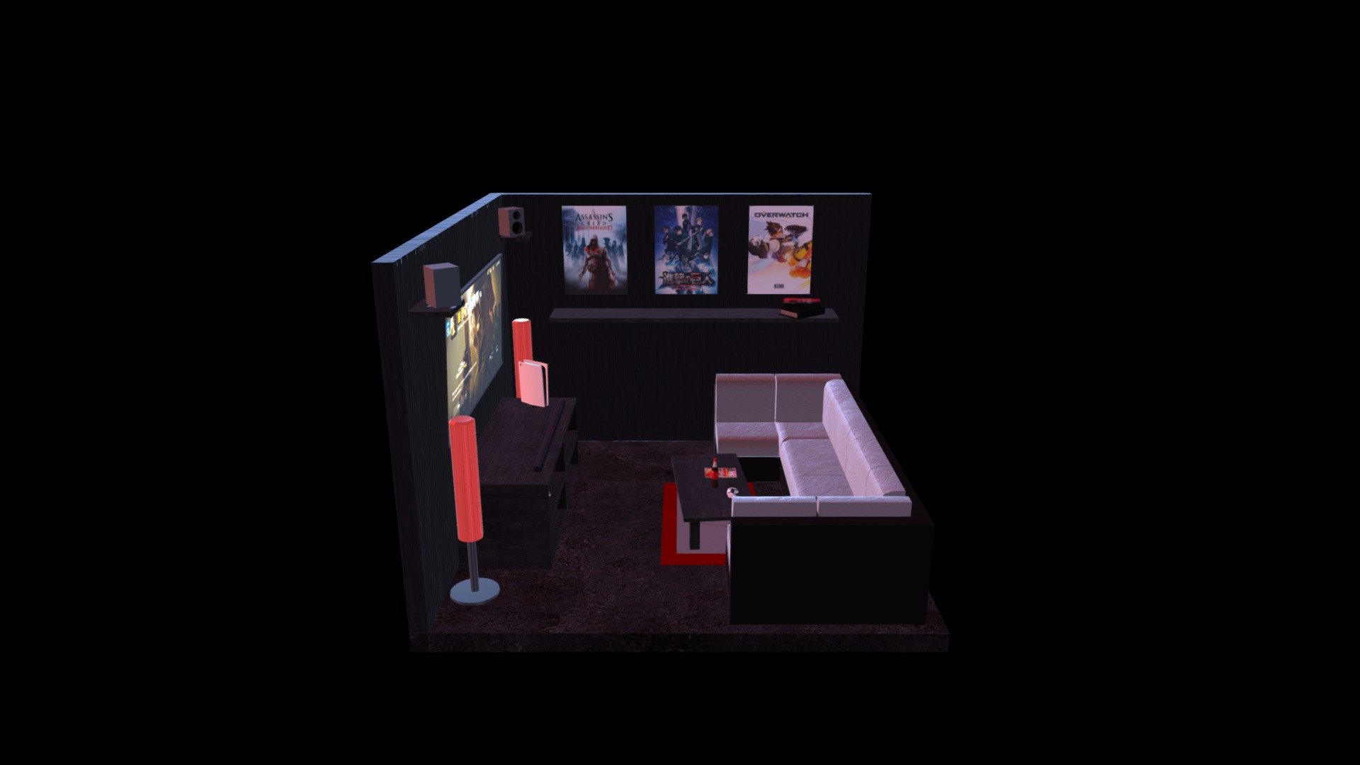 Isometric Gaming Room - 3D model by Zobia (@ZTariq) [cd76272] - Sketchfab