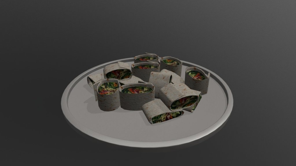 Plate of Wraps - Download Free 3D model by abdillaamy [cd85a57] - Sketchfab