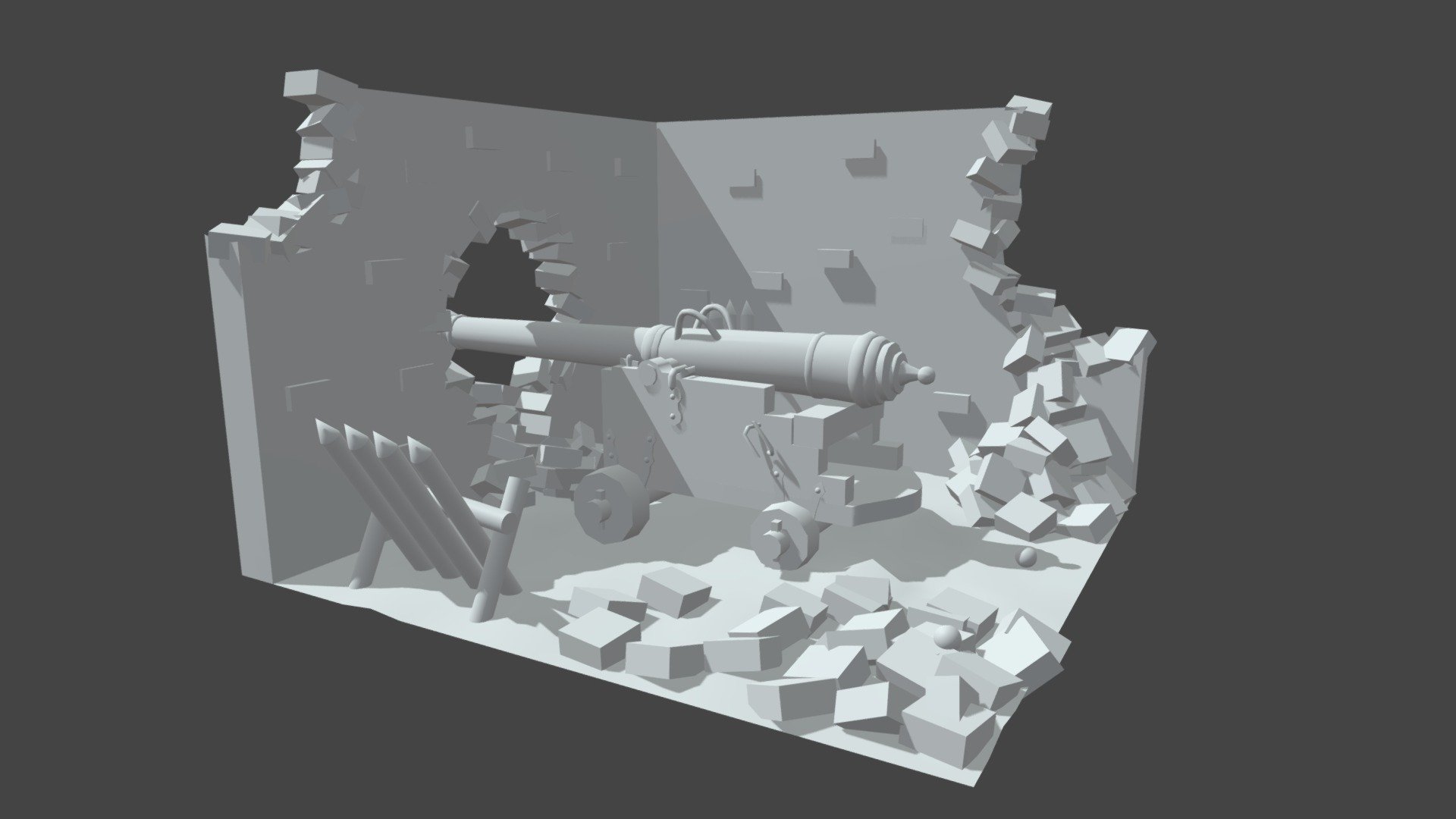 Low Poly Cannon With Enviro - Download Free 3D model by Diamondblade ...
