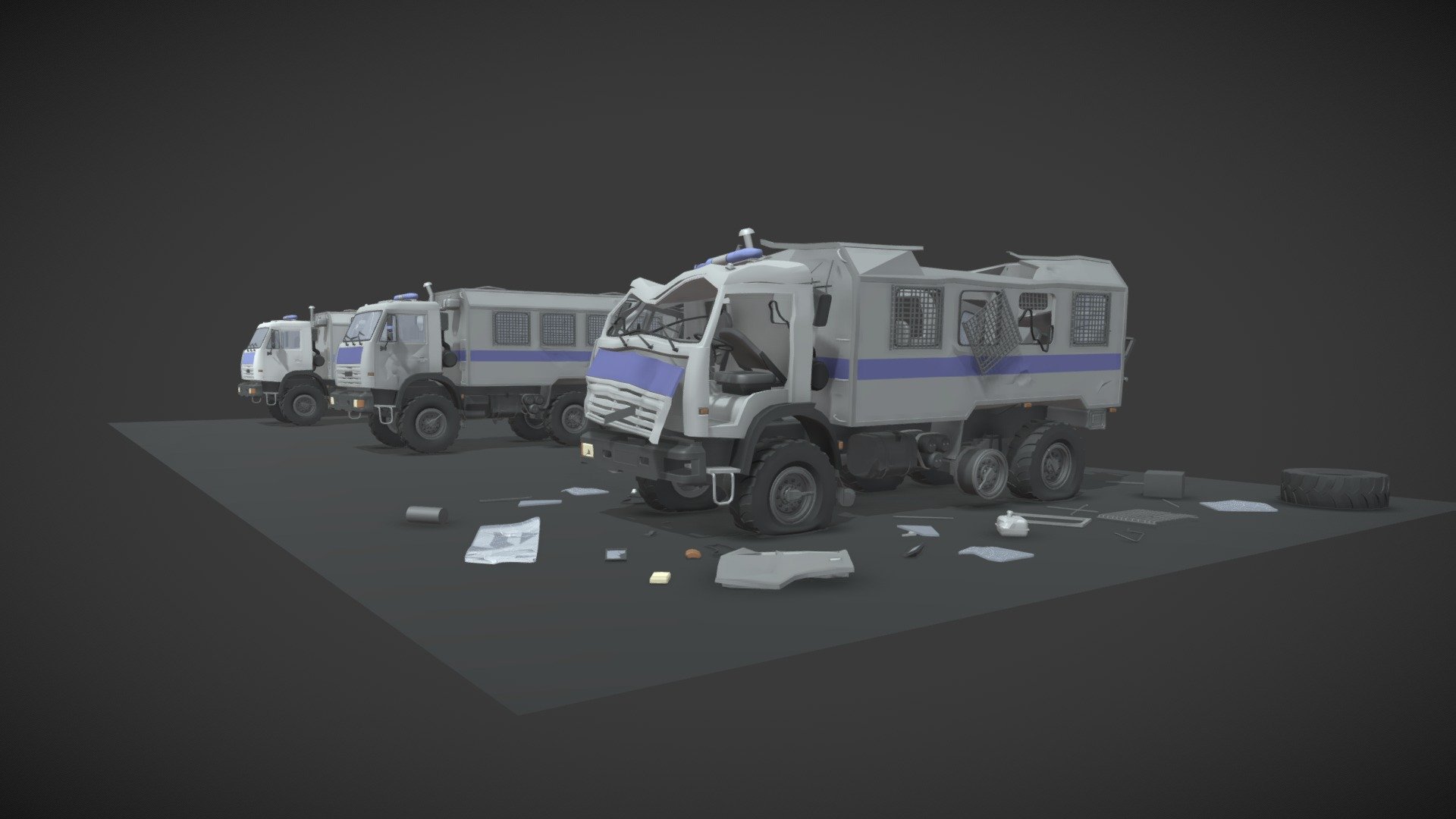 Autozak russian prison car destroyed - Download Free 3D model by Ilya ...