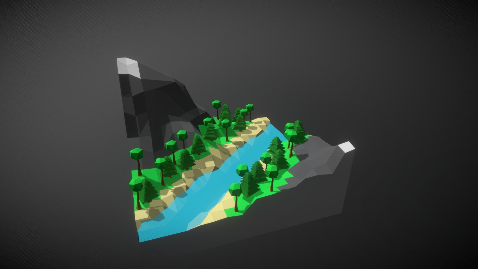 Voxel river / mountain landscape - 3D model by Christopher M ...