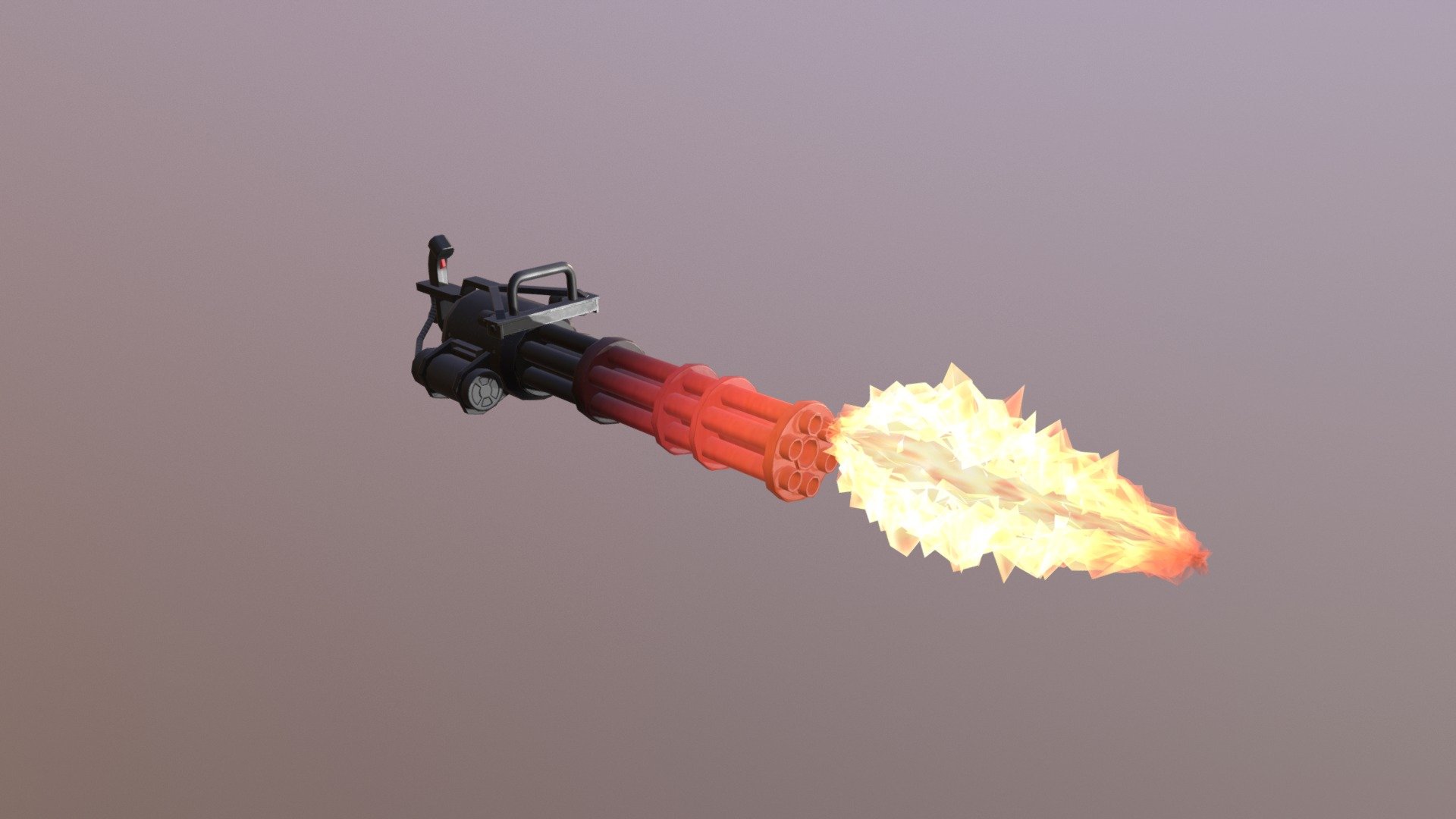 Low-poly minigun for games + Fire - 3D model by Daront123 [cda8164 ...