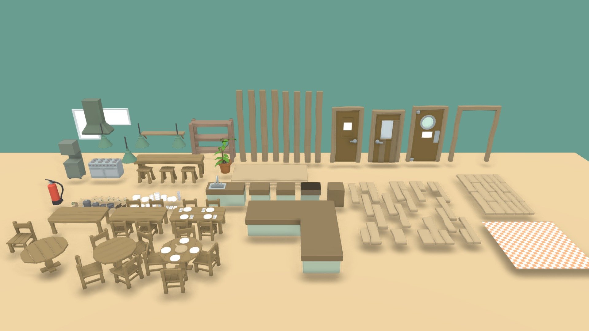restaurant asset pack - Buy Royalty Free 3D model by sam (@pigeons ...