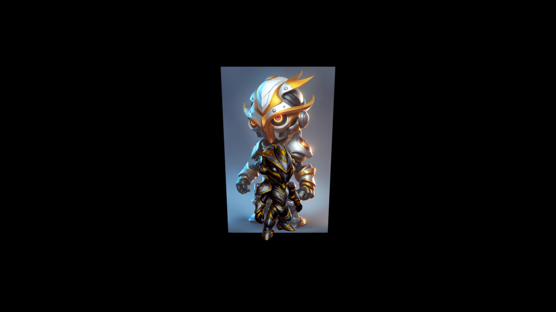 "A Chibi-style robot warrior with gold and silv - Download Free 3D ...