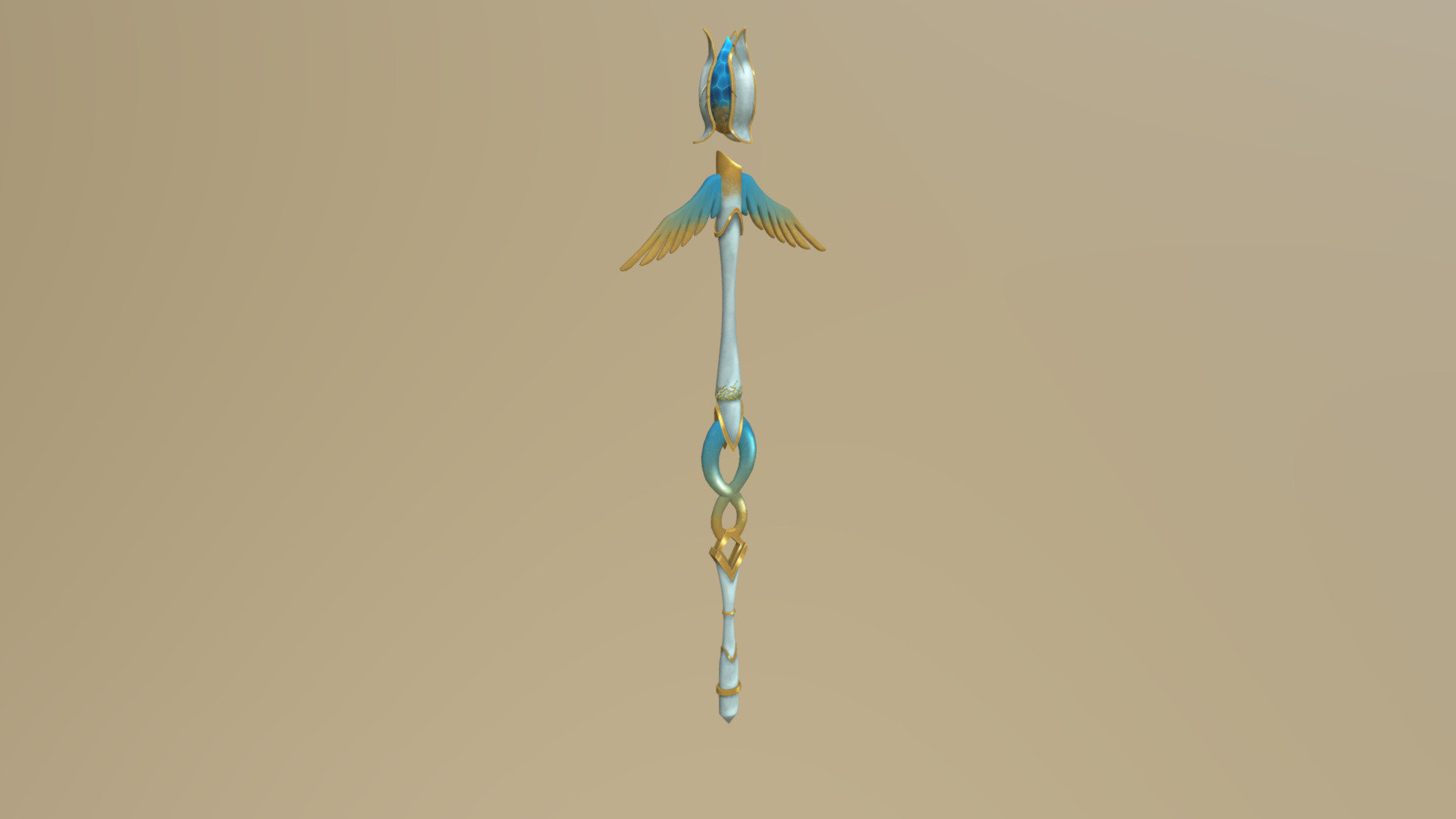 Winged staff, handpainted - 3D model by Ireyon [cdda019] - Sketchfab