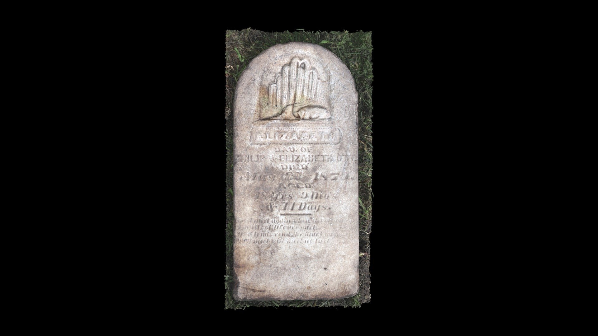 Gravestone of Elizabeth Ott, Old Methodist Cem. - 3D model by ...