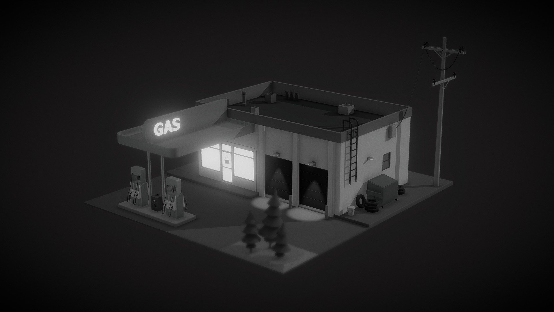 Gas Station Noir - Download Free 3D model by Natalie Crabtree (@natcrab ...