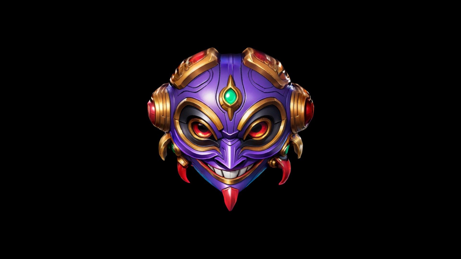 A cartoon illustration of a demon face with purp - Download Free 3D ...