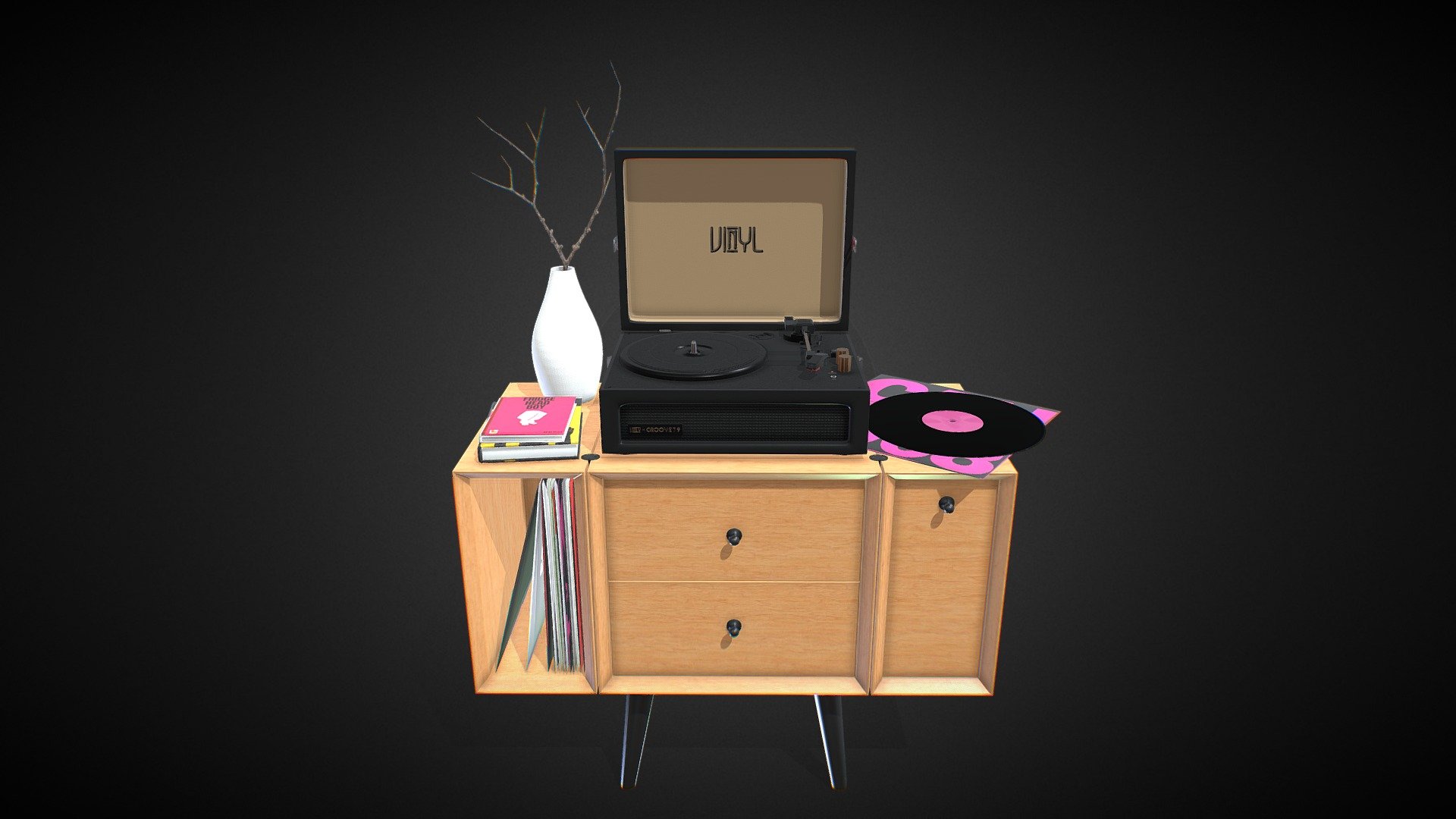 Retro Turntable - 3D model by diop.mamadi [ce164cd] - Sketchfab
