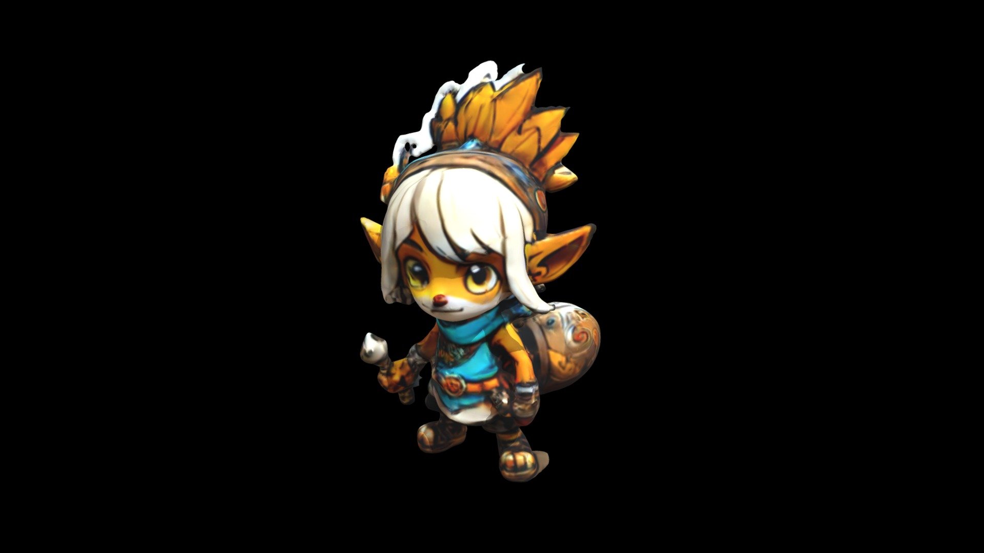 a sticker of a cartoon character holding a ha - Download Free 3D model ...