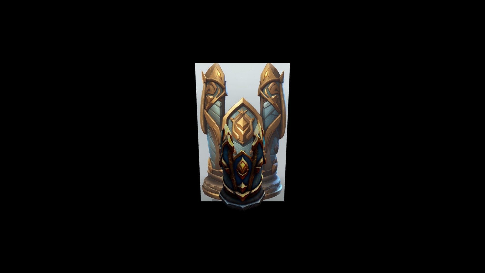 a gold and blue armor with a design on it This i - Download Free 3D ...