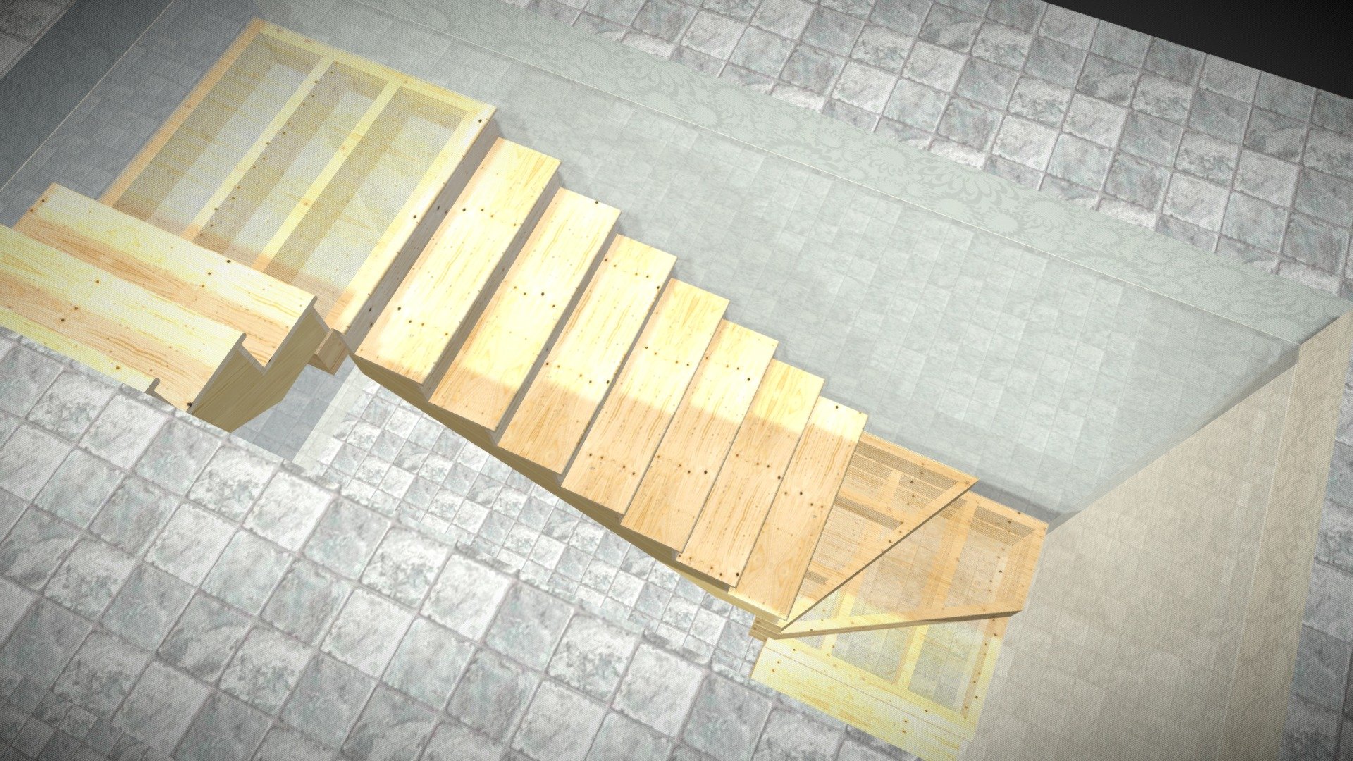 Framed Winders and Landing_with joist - 3D model by 3D Software for ...