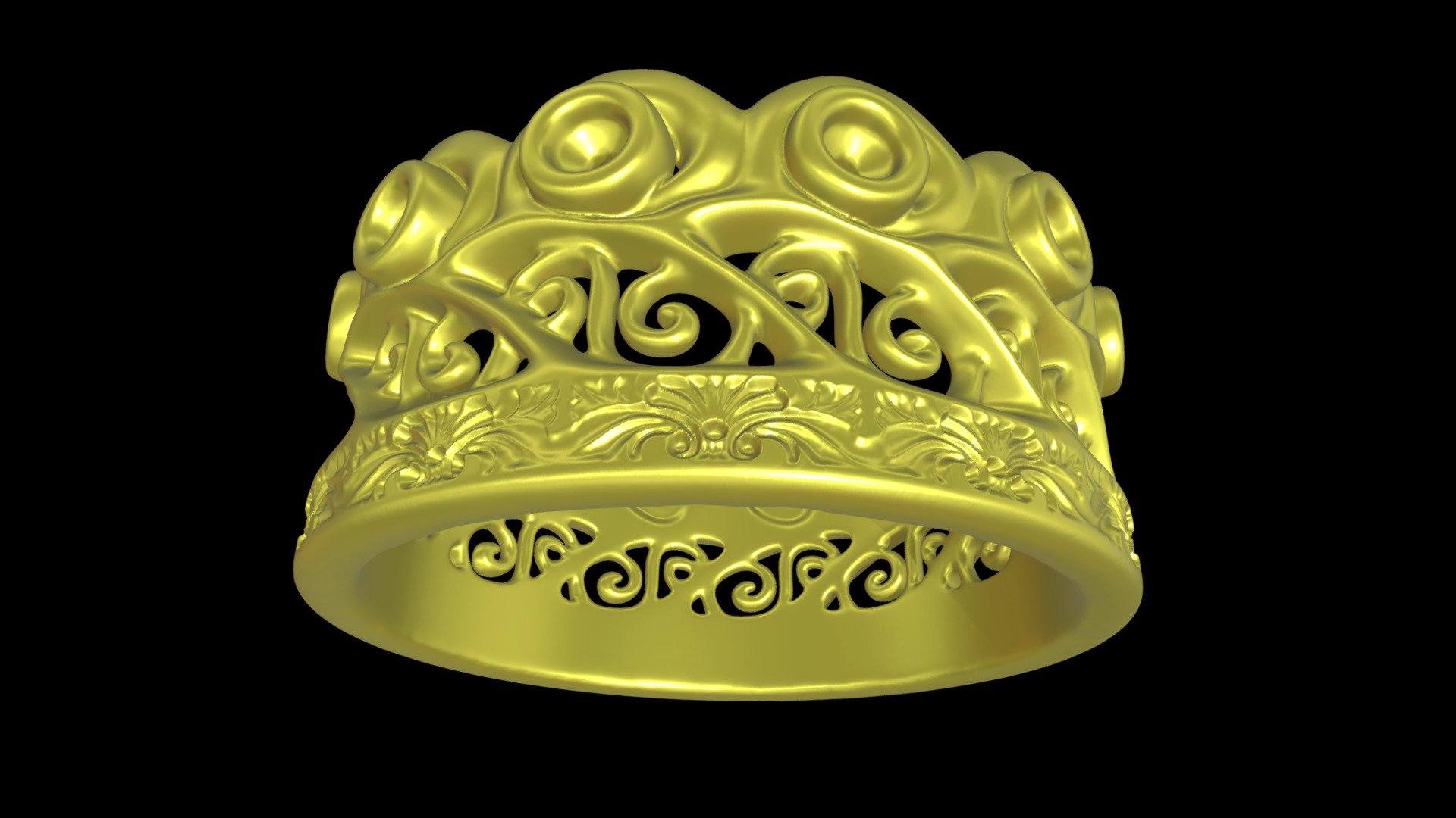 engraved gemstone crown ring 3 - Buy Royalty Free 3D model by ra ...