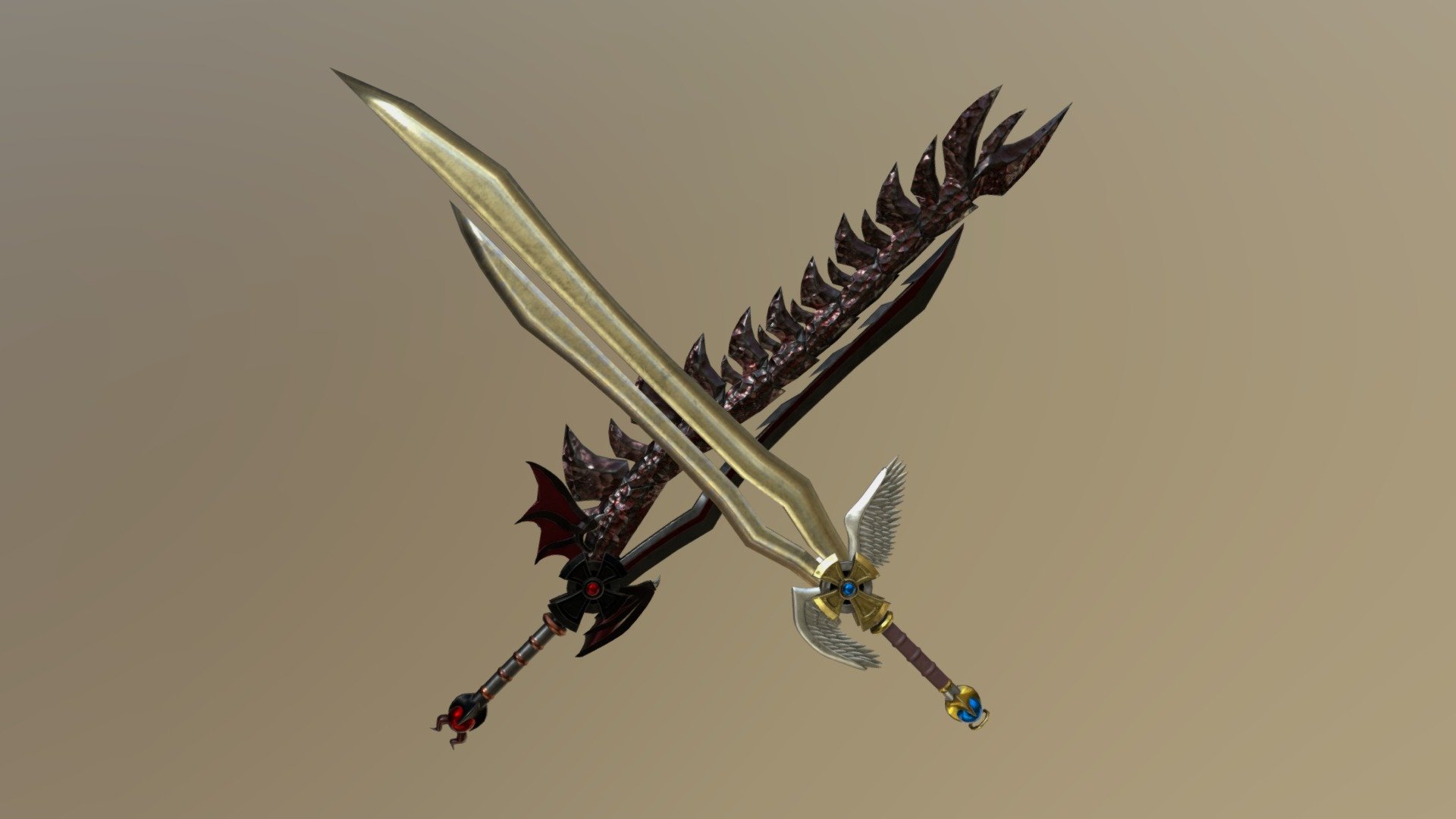 Fallen Angel Blades - 3D model by Beowolf (@Caelan_J_3DModels) [ce5b3de ...