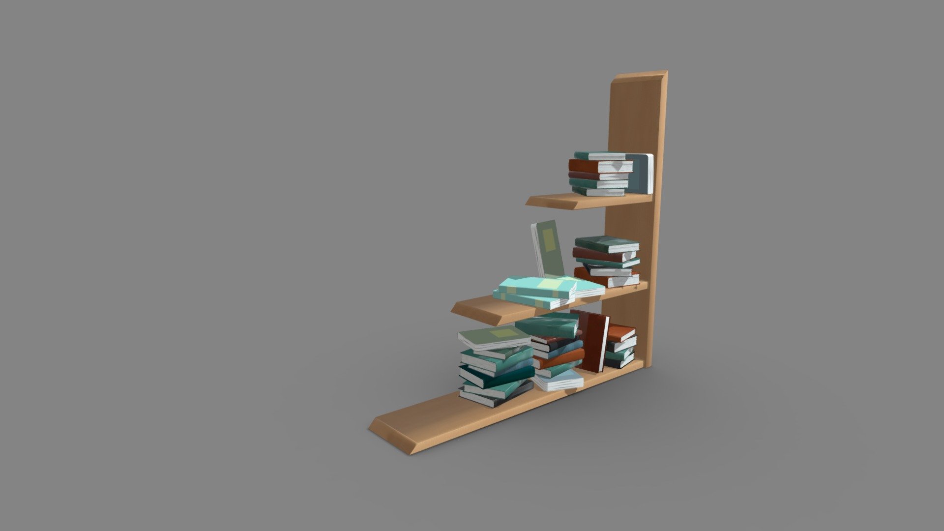 Cartoon Wall shelf with books - Buy Royalty Free 3D model by 3D Figures ...
