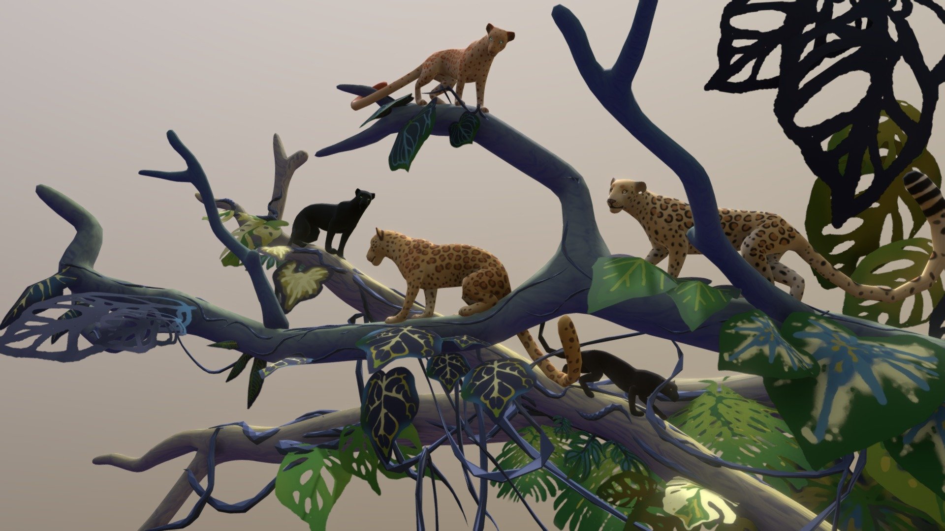 Five Leopards - 3D model by Likopinina [ce60067] - Sketchfab