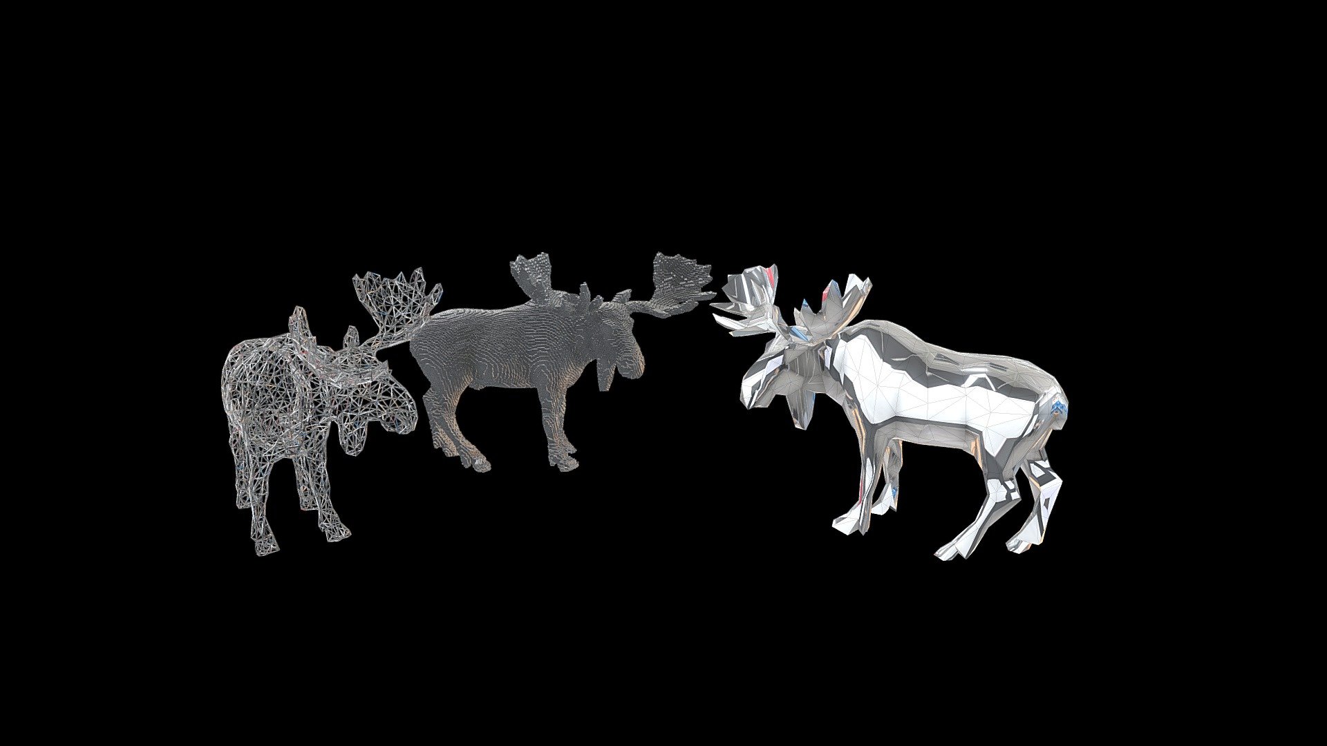ALCE - MOOSE - VOXEL - LOWPOLY - WIREFRAME - 3D model by escala.libre ...