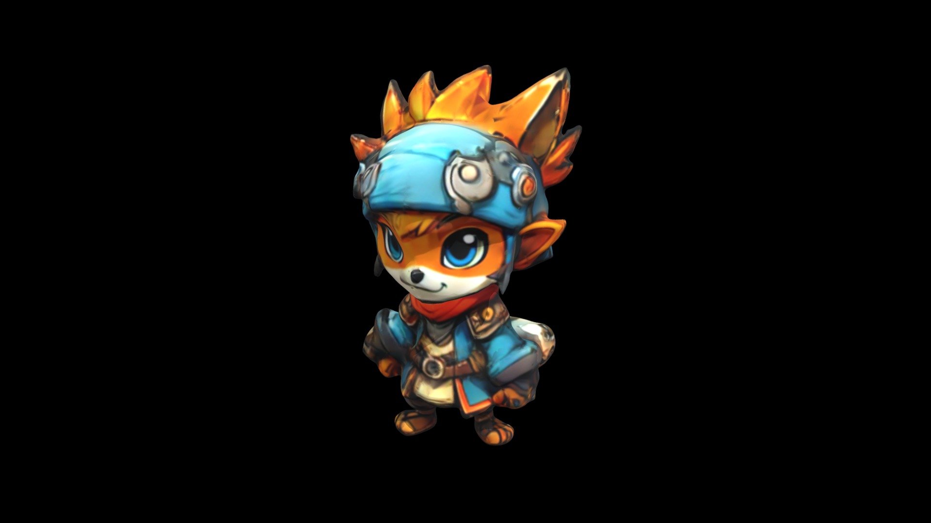 a sticker of a fox wearing a helmet and scarf - Download Free 3D model ...