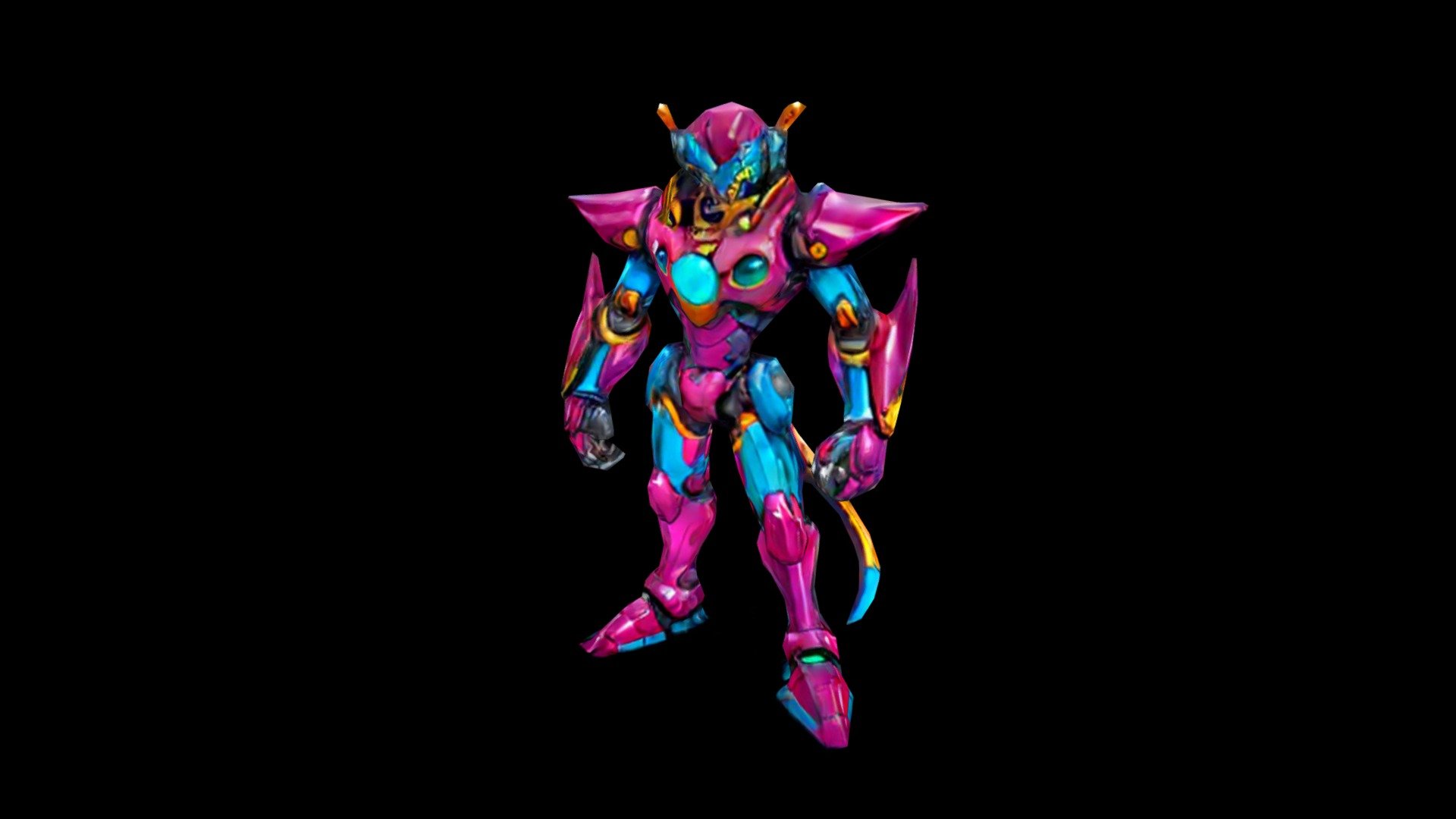 Anime character with pink armor and a blue emble - Download Free 3D ...