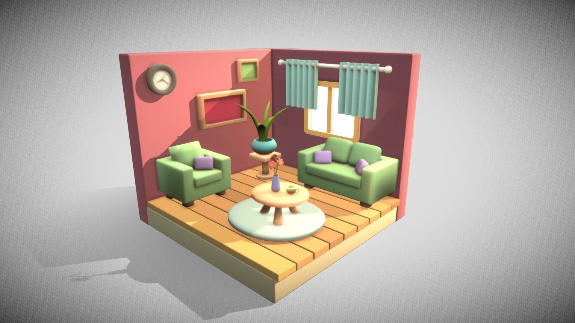 Low poly room - 3D model by darinabela [ce87ee7] - Sketchfab