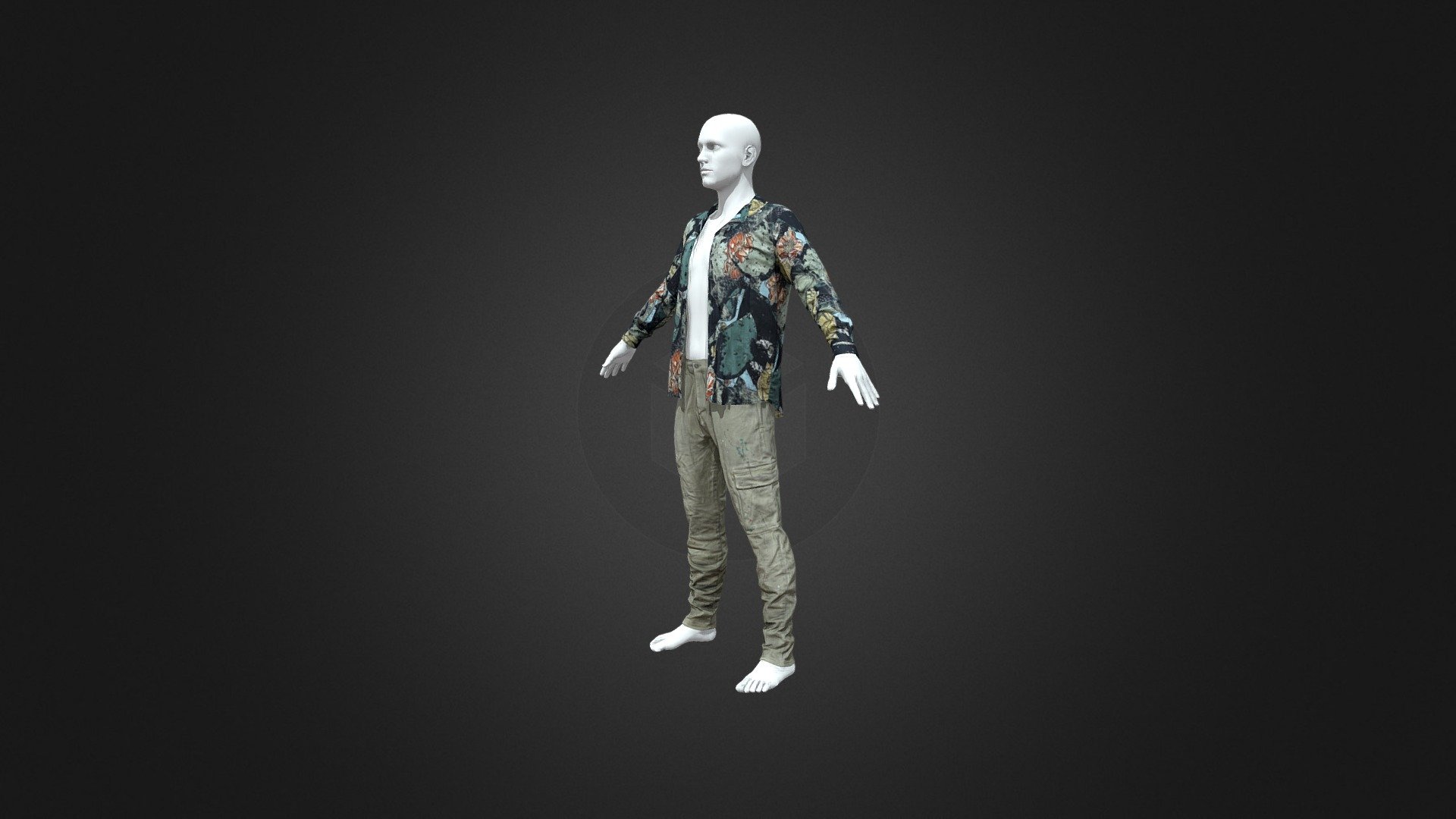 Man shirt + beige distressed jeans - Buy Royalty Free 3D model by ...
