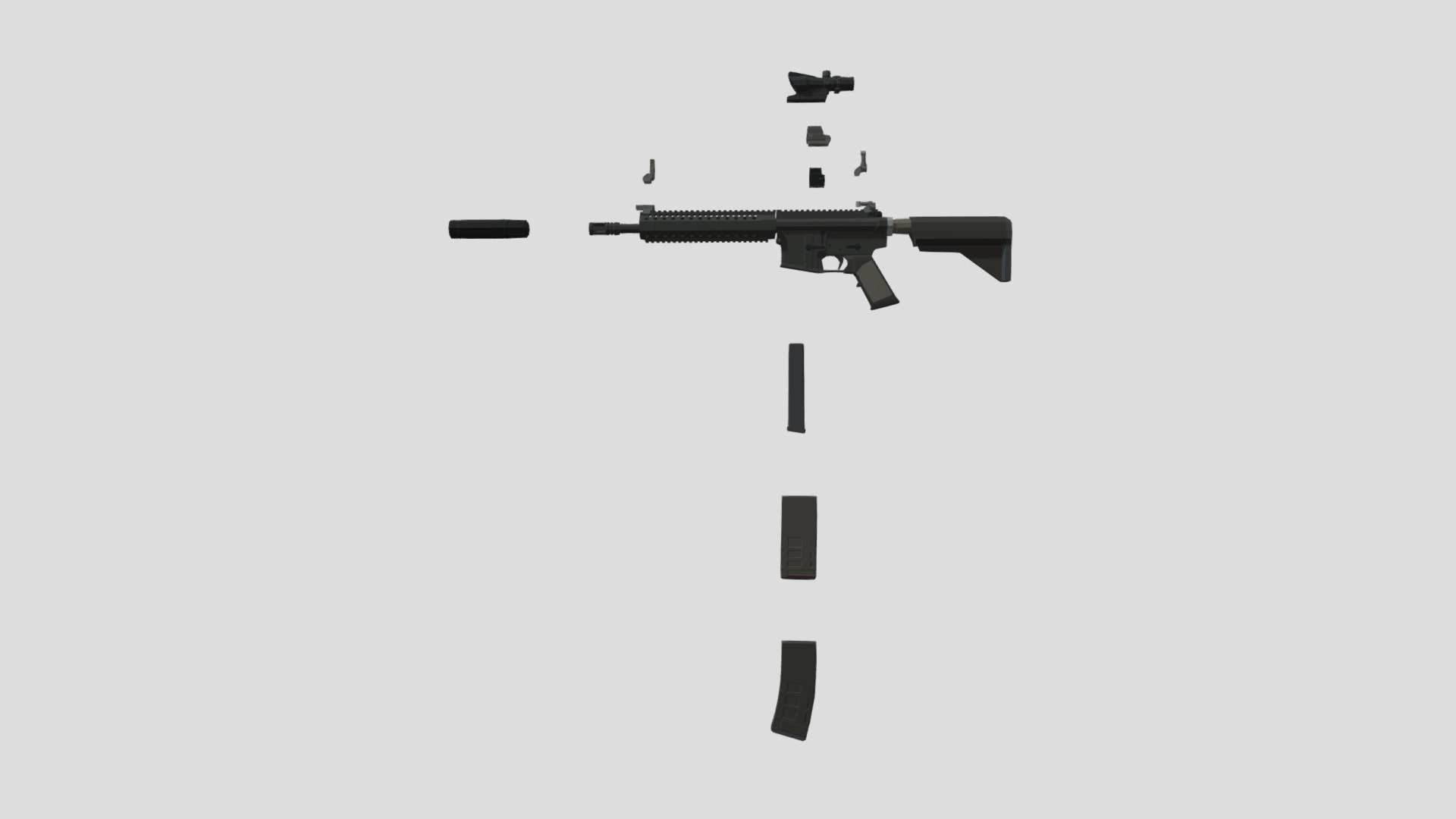 Low Poly M4A1 - 3D model by Spin Spring (@diamond_raider) [ce8961d] - Sketchfab