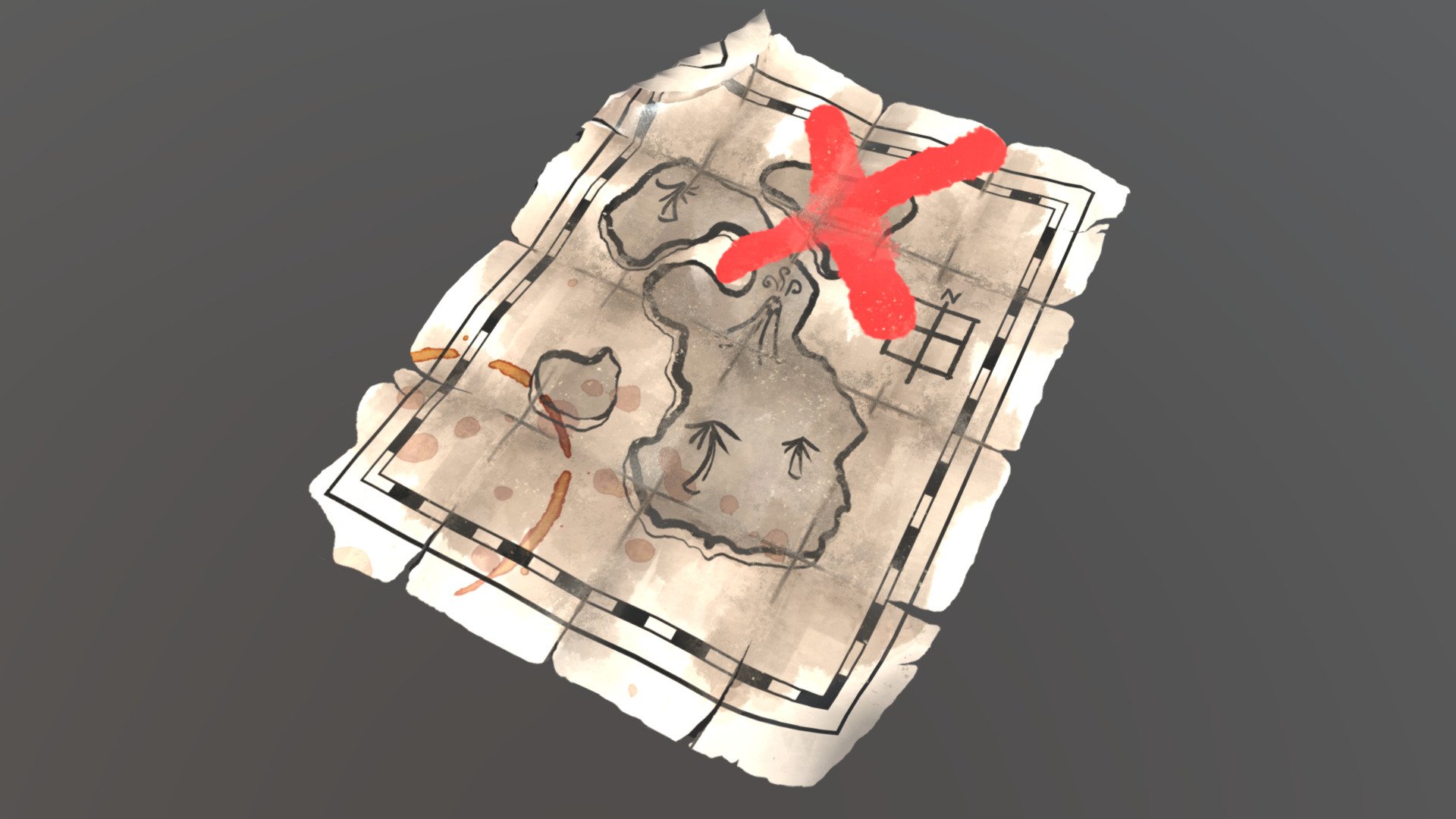 Pirate Treasure Map - 3D model by jrigall [ce89947] - Sketchfab