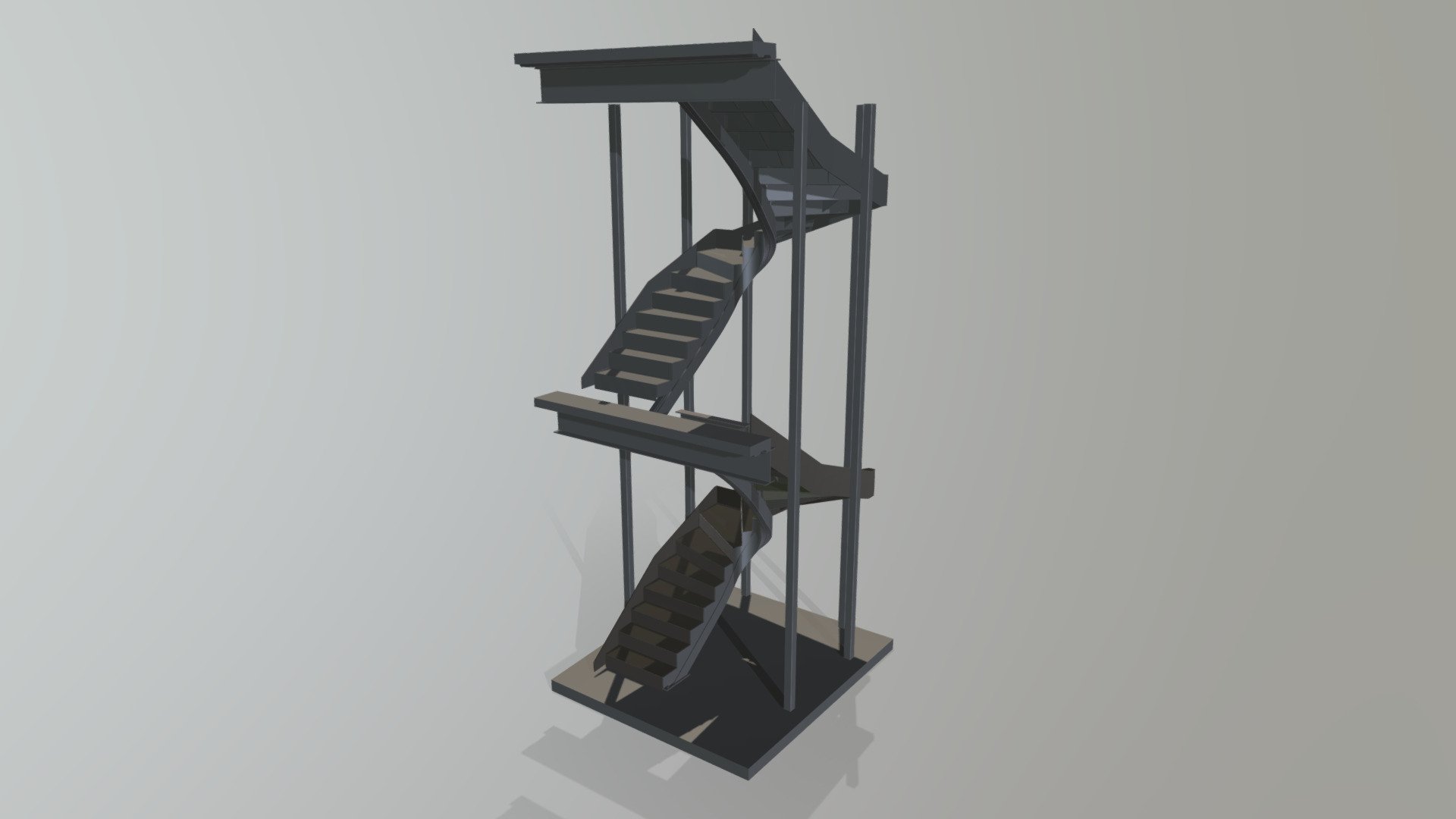Wood, Steel & Glass Winder Stair (structure) - 3D model by Shoreline ...