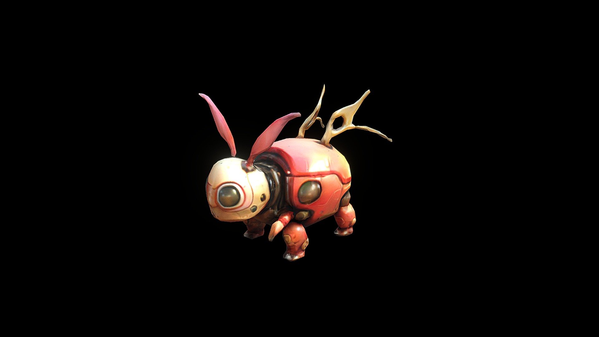 a red robot with bunny ears is standing in th - Download Free 3D model ...