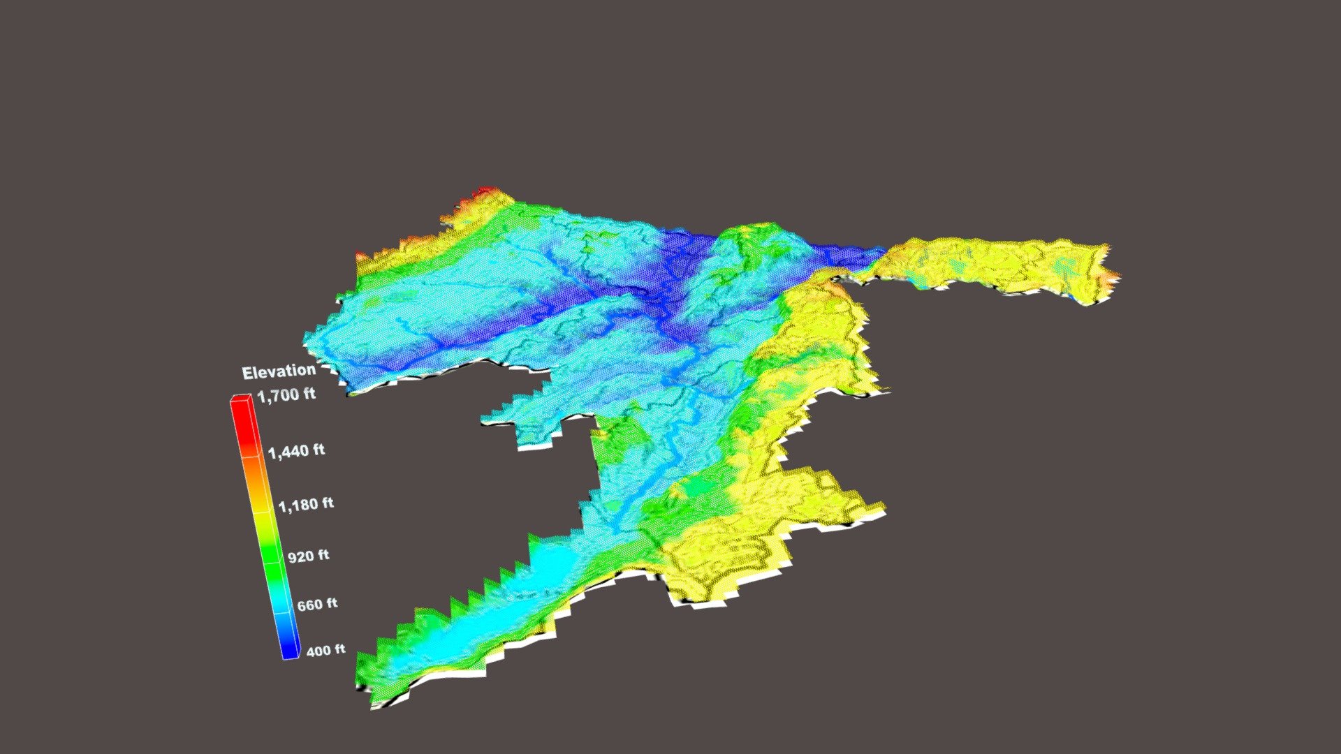 Elevation Model of WallKill Watershed, NJ - 3D model by McLane ...