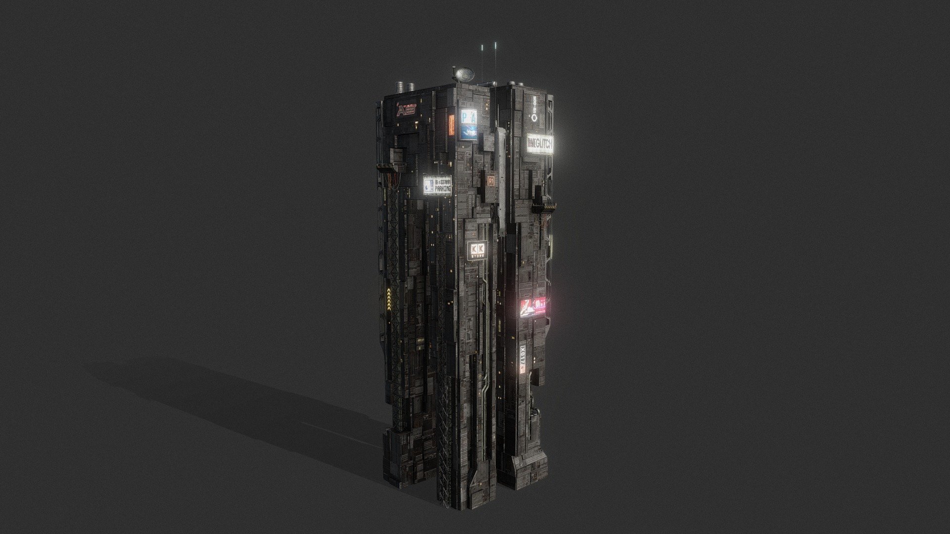Scifi Cyberpunk Building Vol 3_Dark_008 - 3D model by Zippy (@zhipenlee ...