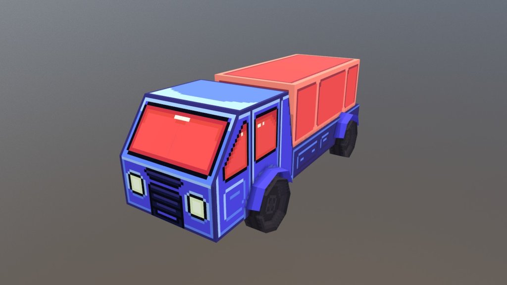 Simple Pixel Art Truck - 3D model by Cloudstorm [ceb1073] - Sketchfab