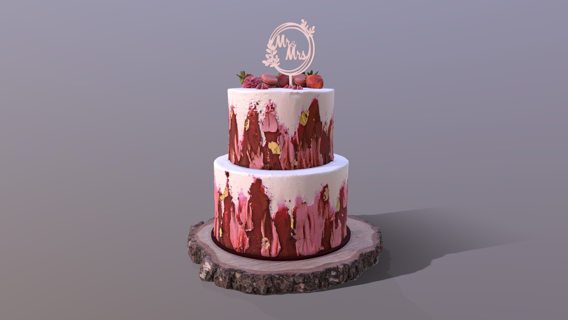 Elegant Mr and Mrs Berry Wedding Cake - Buy Royalty Free 3D model by ...