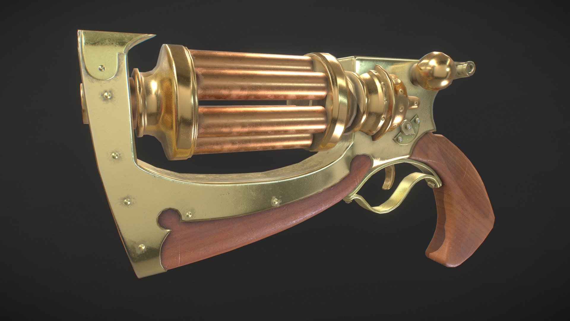steampunk revolver - 3D model by Fellming (@Fellm) [ceb9ae0] - Sketchfab