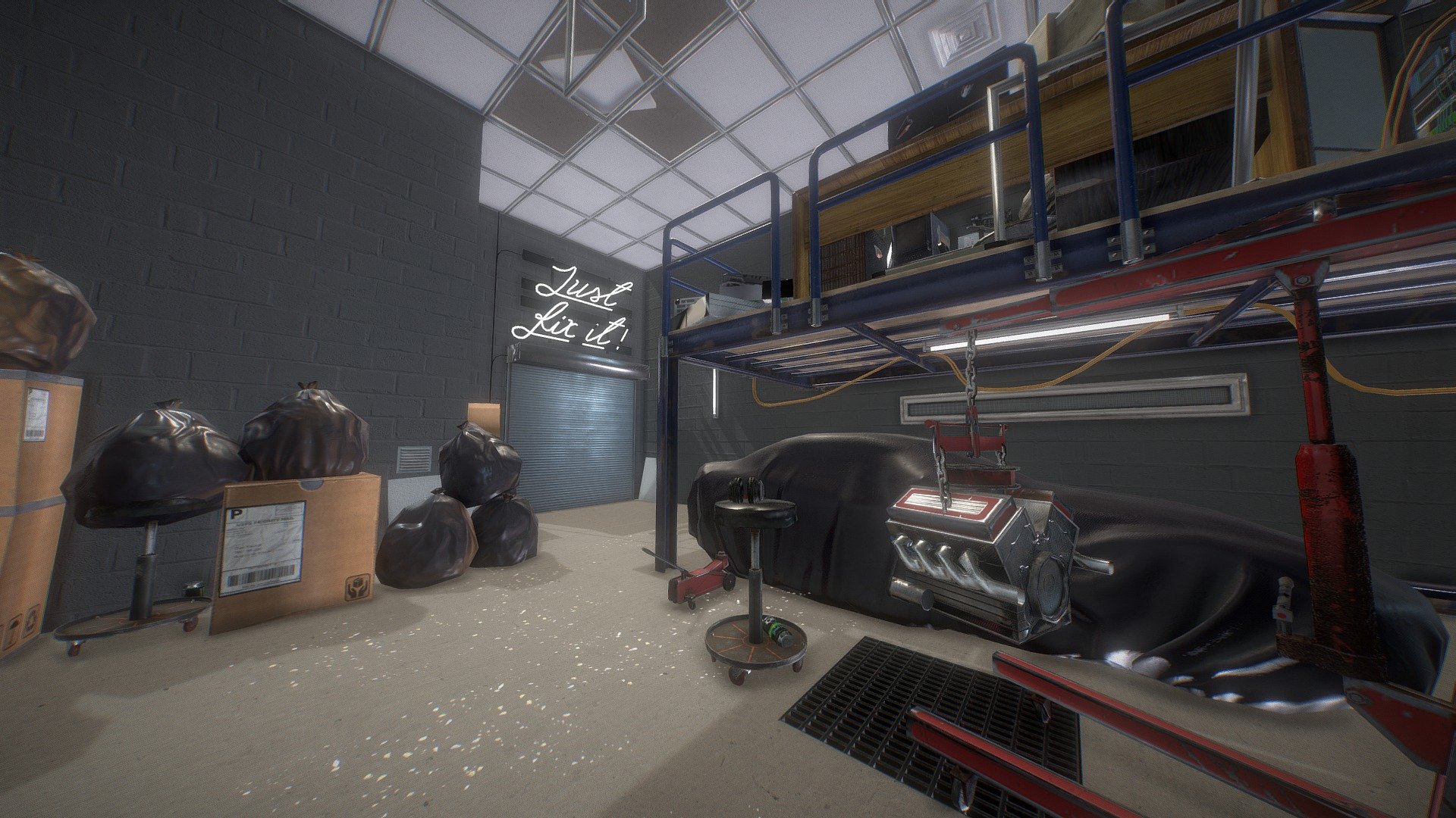 Garage and tech - 3D model by Nick.p [cebc597] - Sketchfab