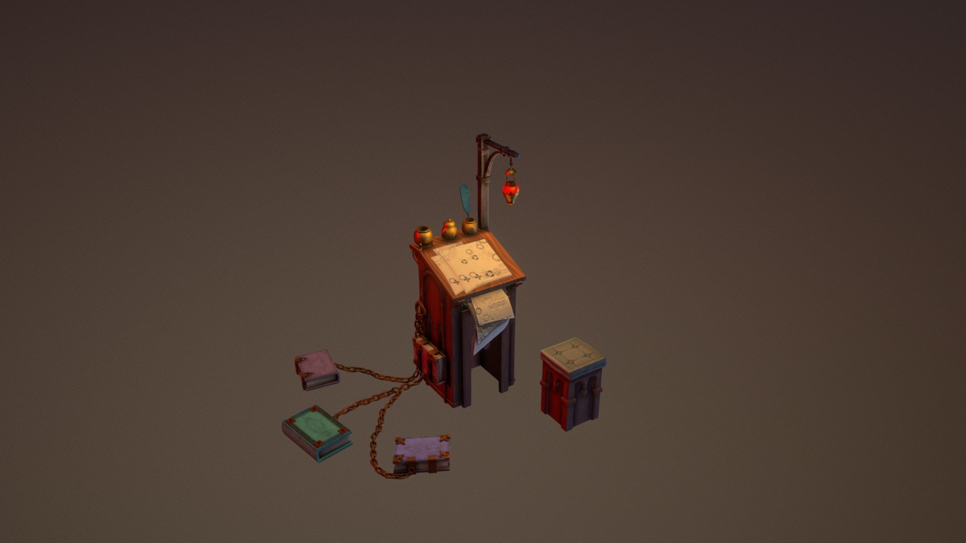 Game Asset Gothic Book Stand Stylized WiP - 3D model by lovesugar ...
