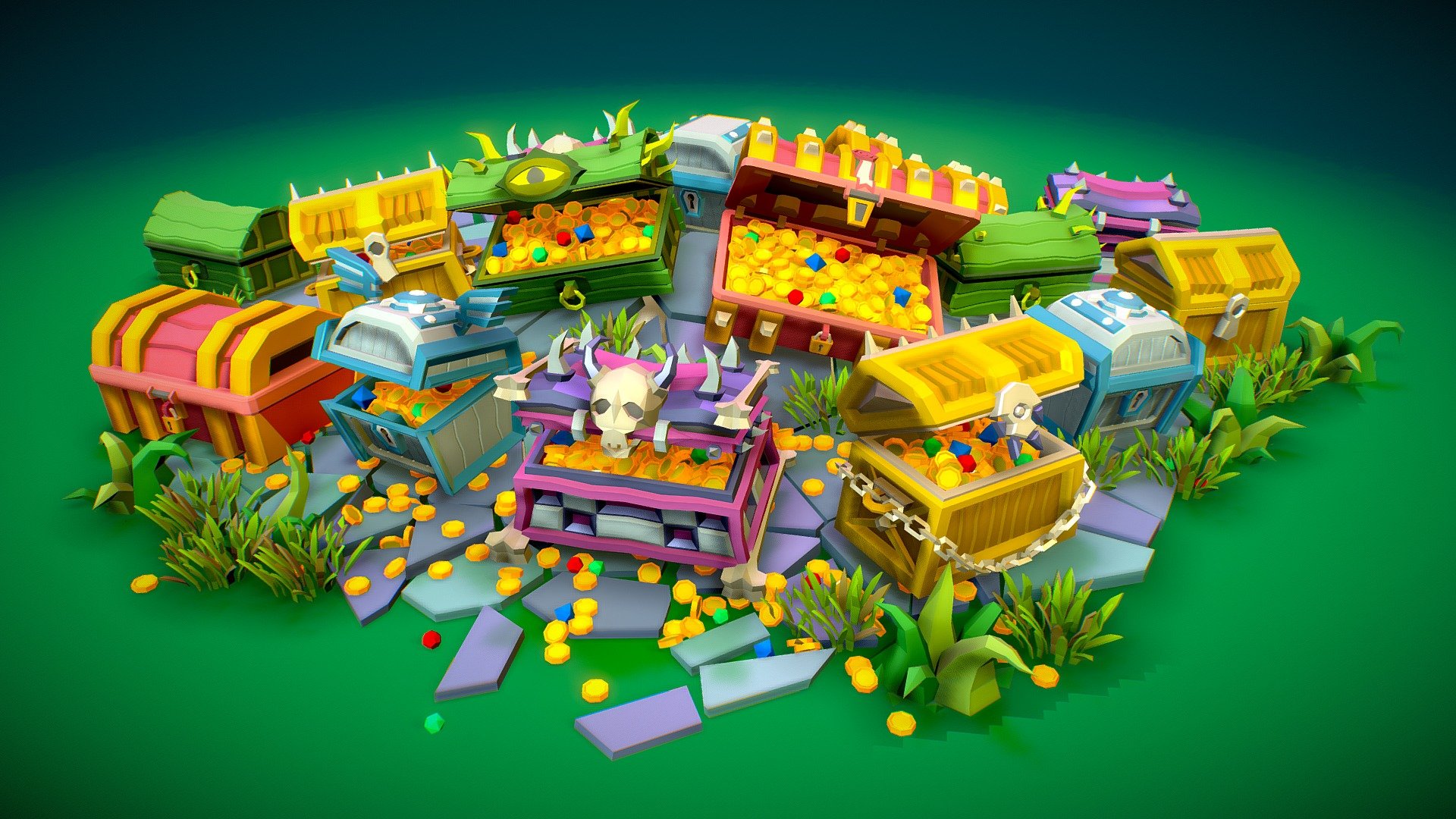 POLY STYLE - Fantasy Treasure Chest - 3D model by Batata Studio ...