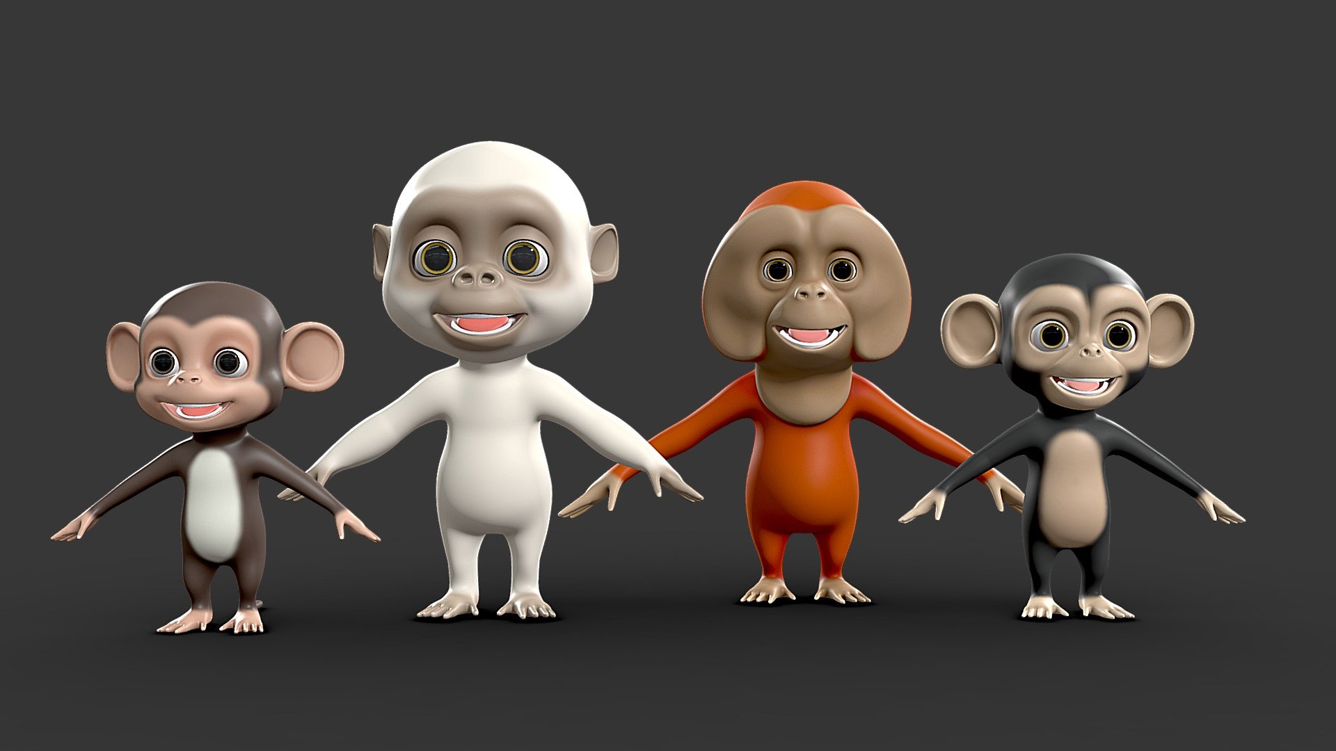 Cartoon Primate - Topology + UV Map - 3D model by Tashi (@tsering ...