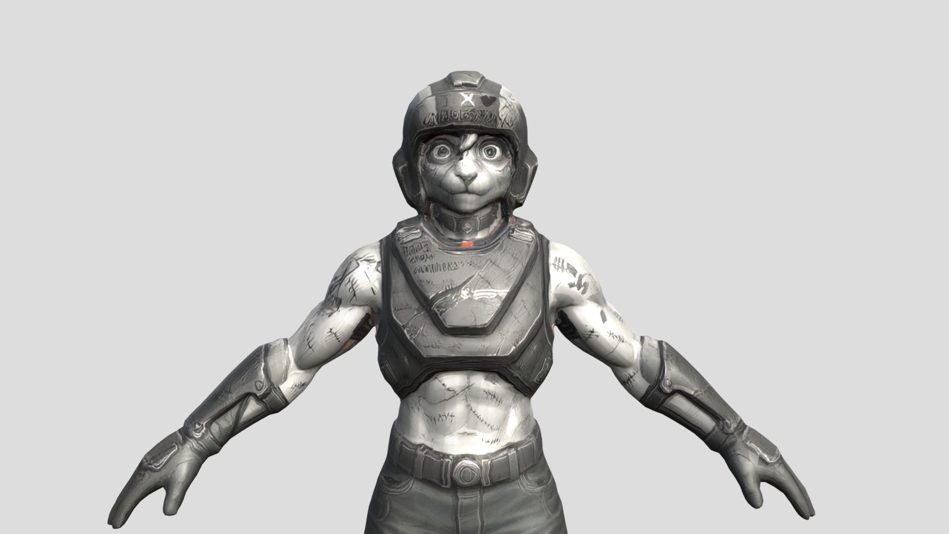 Scarred Cybercat Warrior - Download Free 3D model by ...