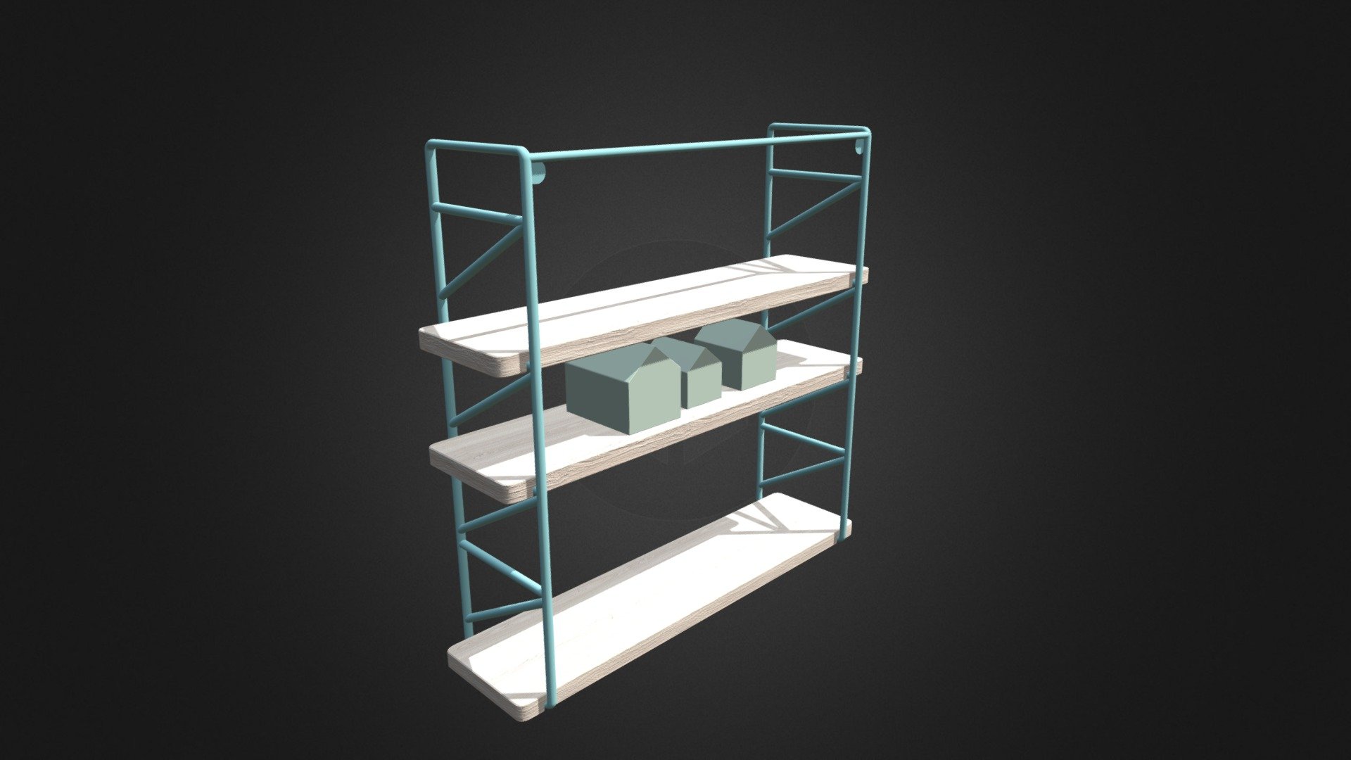 Wall Shelf with House Shape Blocks - Buy Royalty Free 3D model by ...