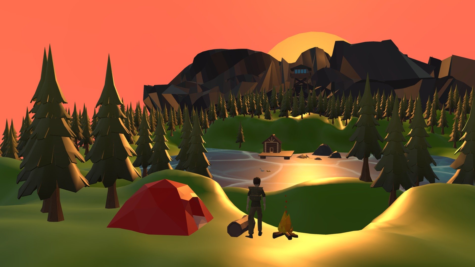 Sunset Lake Diorama - Download Free 3D model by Zepherino Patrick ...