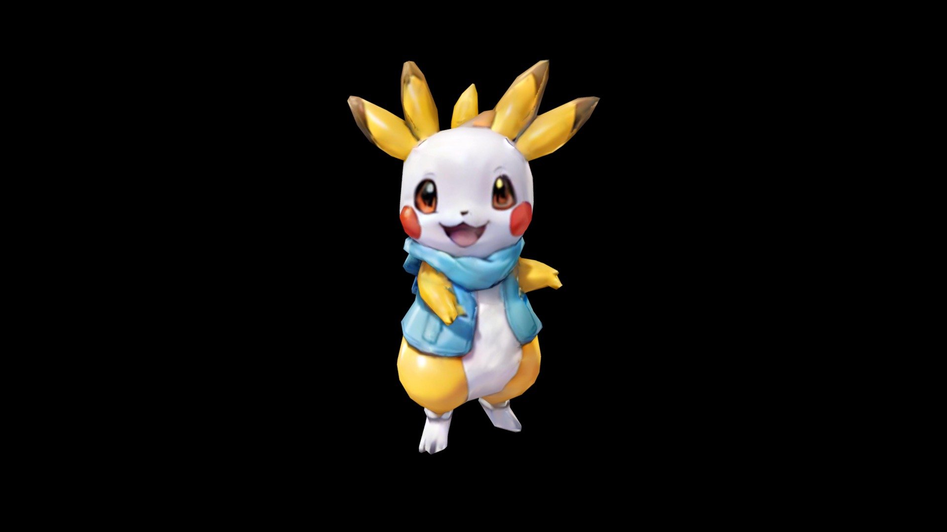 Pokémon Pikachu, wearing a blue scarf and standi - Download Free 3D ...